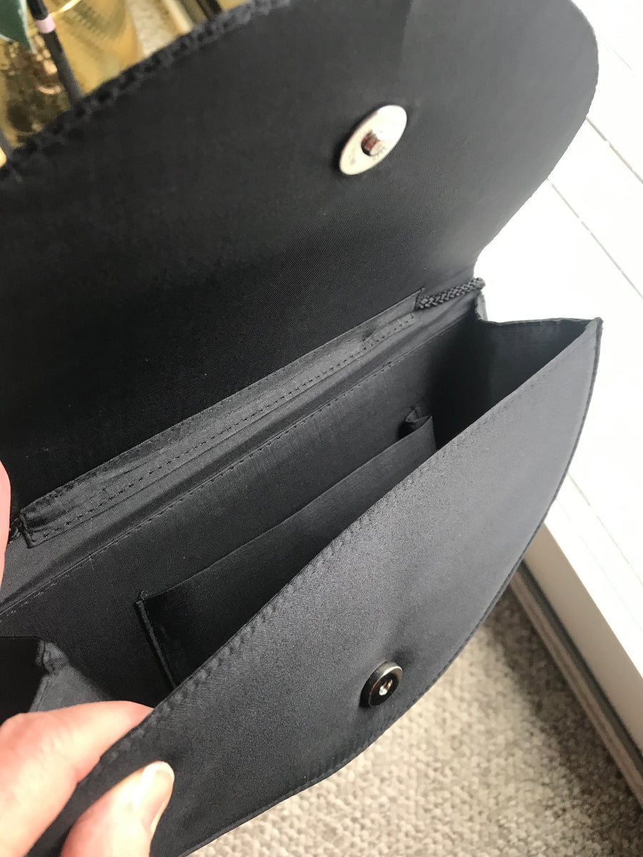Purse - Vintage, Black Satin Fan Purse – Material Luxury